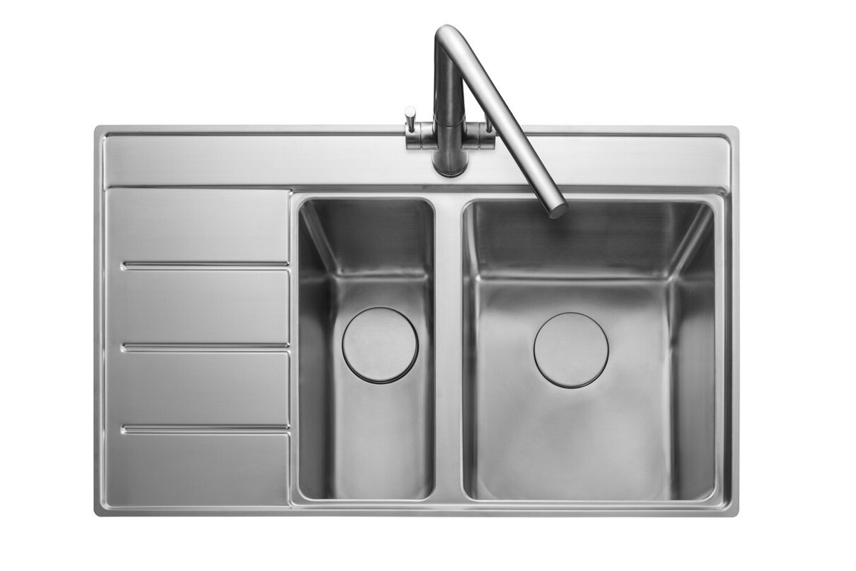 Rangemaster Sink & Taps 520mm W Stainless Steel Drop-In Kitchen Sink with 1 Faucet Hole ...